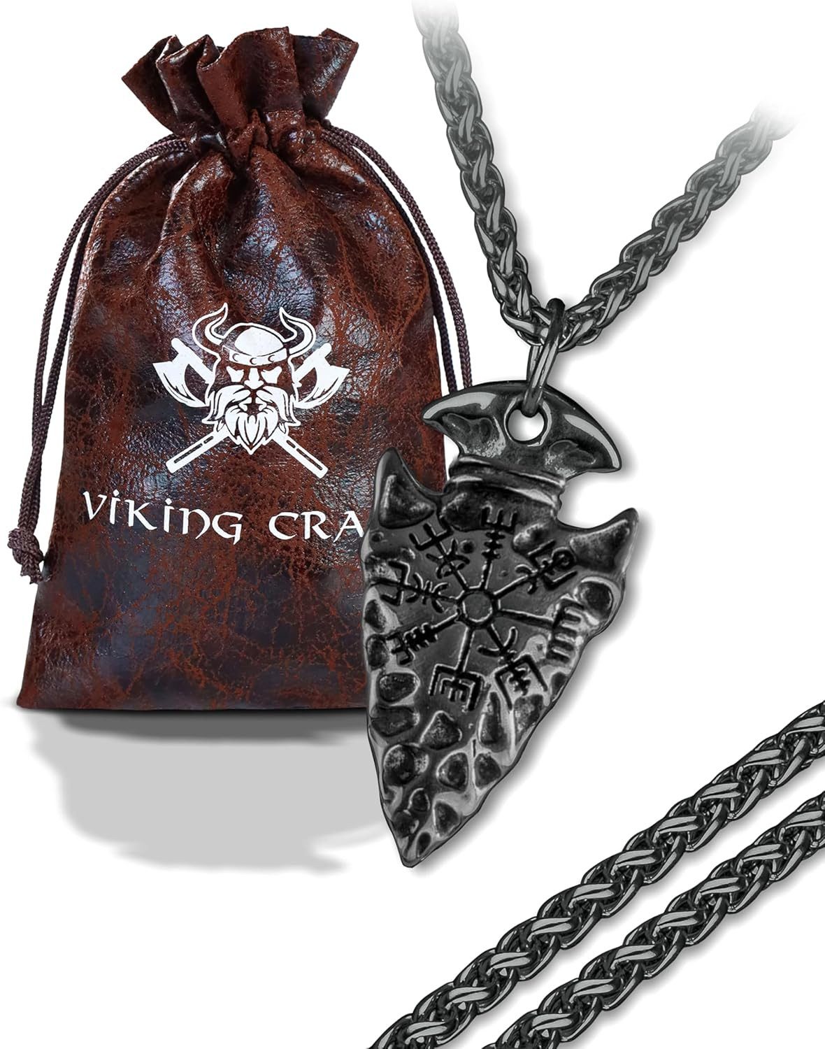 VIKING CRAFT Kette mit Anhänger Wikinger - Halskette Herren Edelstahl - 60cm (Wikinger Kette ...