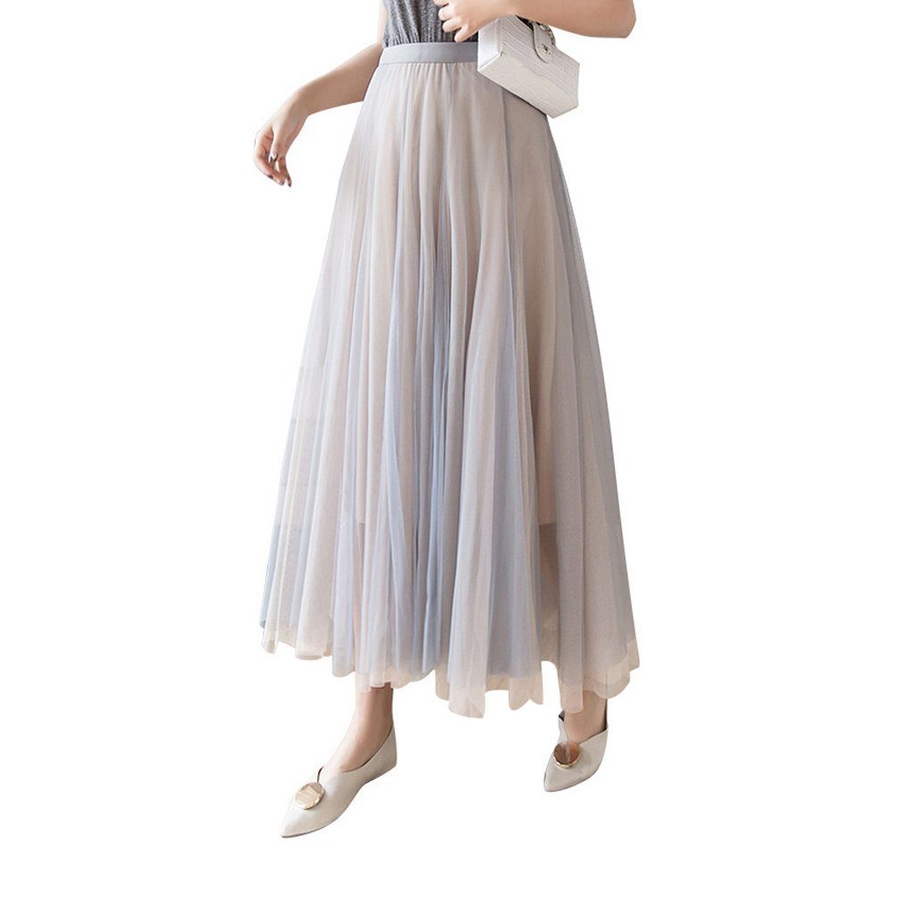 DEBAIJIA Meshrock Damen Tüllrock Sommer Frauen Mesh Hohe Taille Midi Röcke