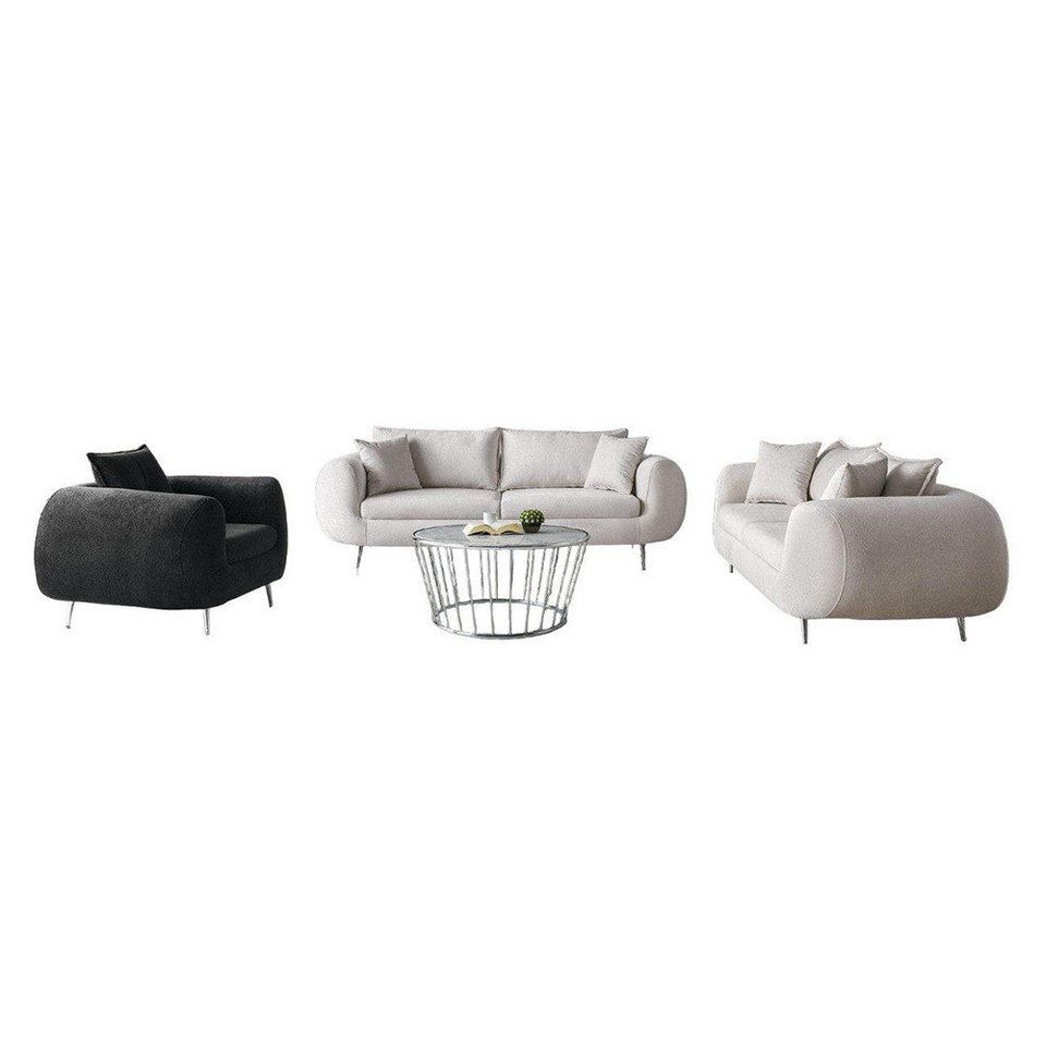 Jvmoebel Wohnzimmer Set Komplette Couchgarnitur Weiß 2x Dreisitzer