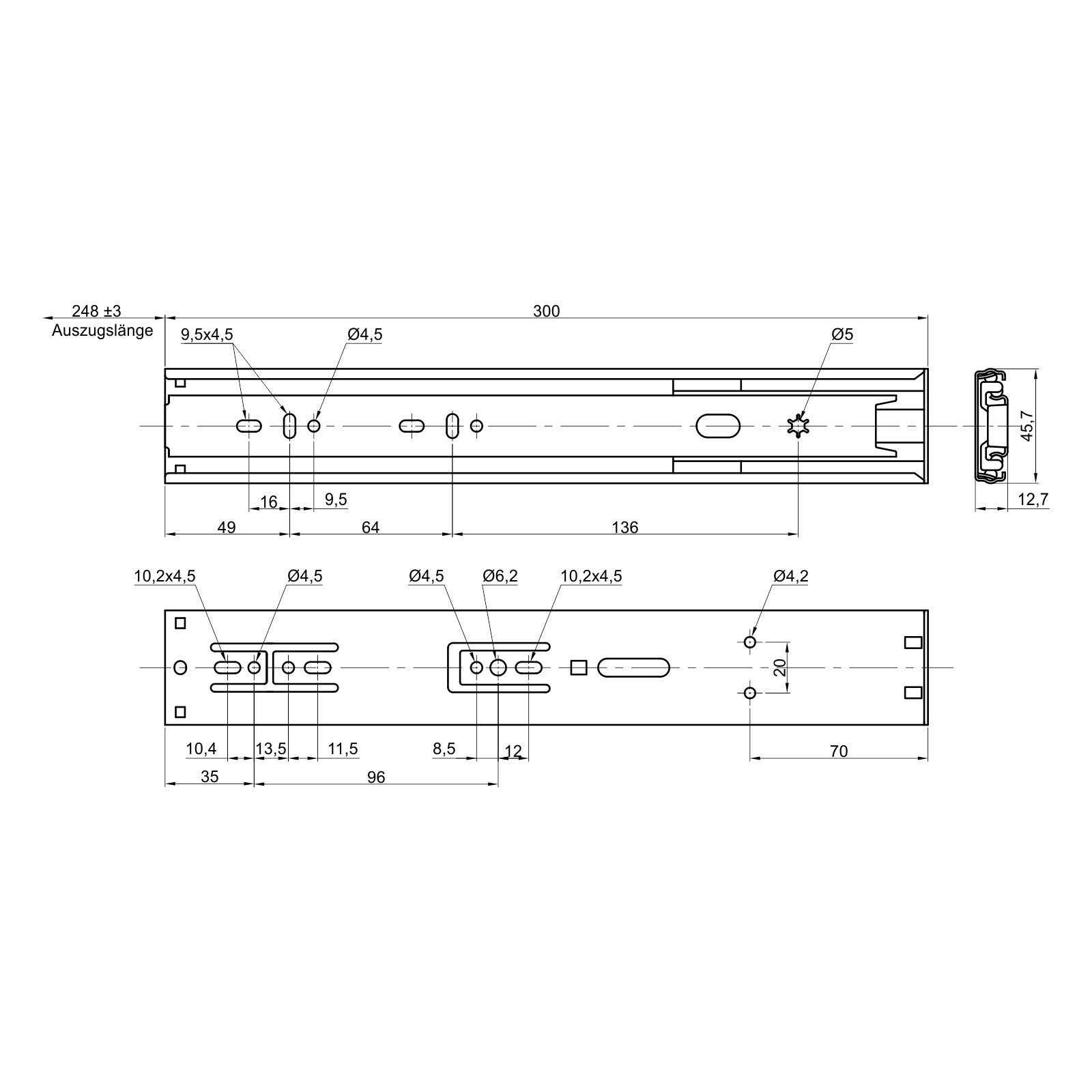 SO-TECH® Auszug Vollauszüge kugelgelagert mit 45 kg Tragkraft und ...