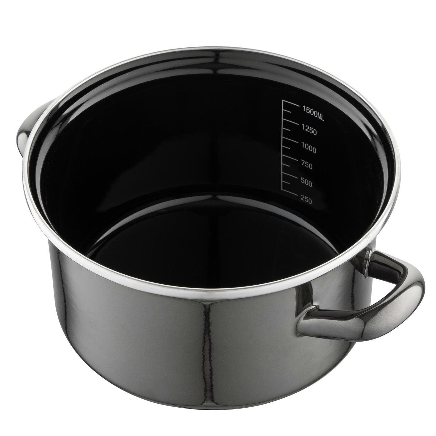 Florina Kochtopf Emaillierter Topf im klassischen Stil Glasdeckel ...