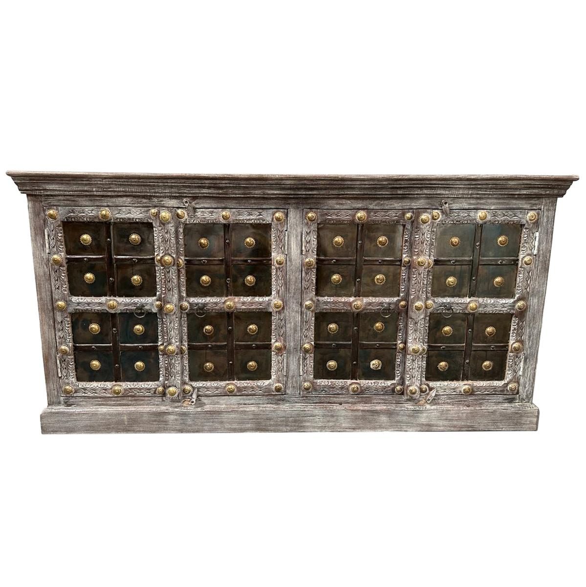 Oriental Galerie Unterschrank Braun Braunwash Sideboard Kulvir Antik