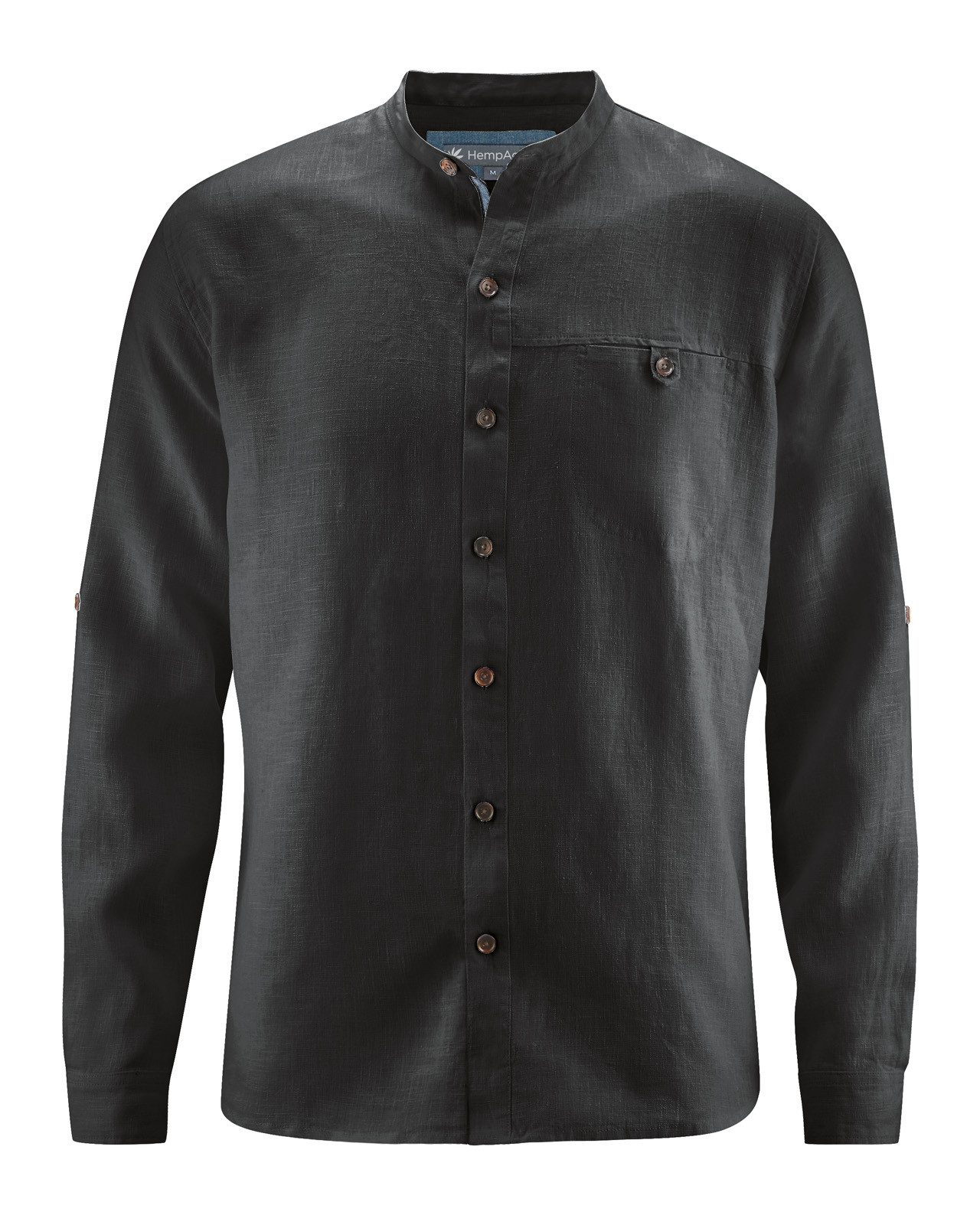 HempAge Langarmhemd Stehkragen-Freizeithemd aus 100% reinem Hanf ...