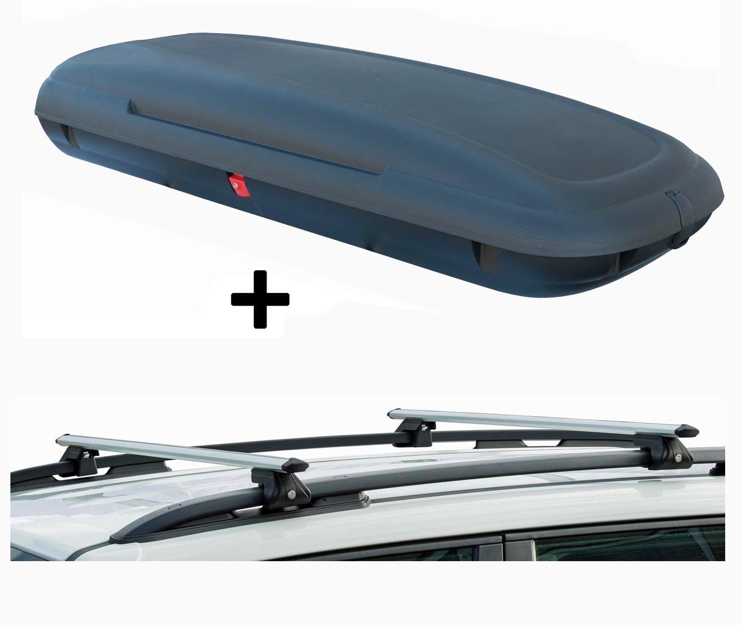 VDP Dachbox, (Für Ihren Honda Civic Shuttle (5 Türer) ab 1988, Dachbox und Relingträger im Set ...