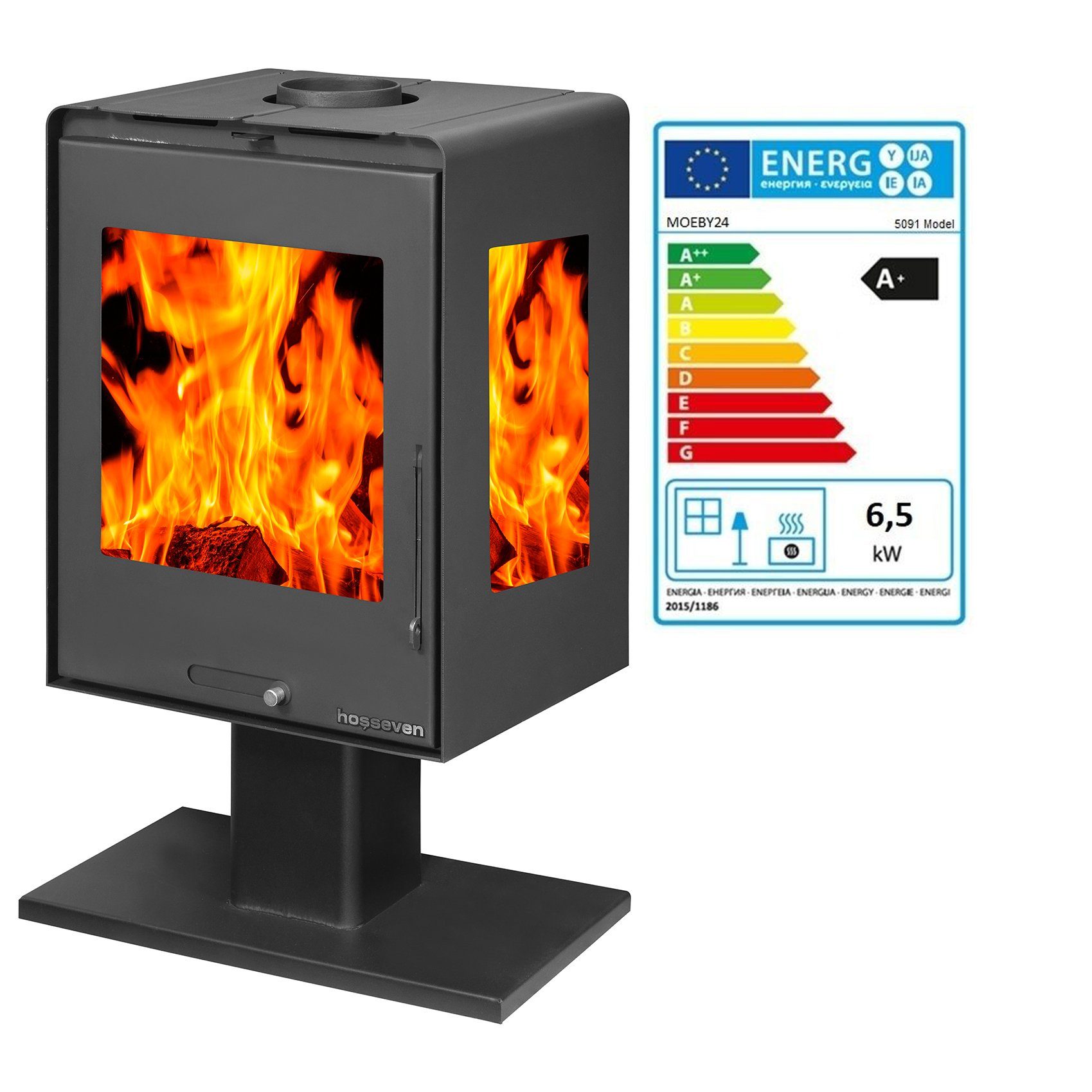 moeby24 Kaminofen »Design-Kaminofen Klassik Kamin Ofen Kaminofen EcoDesign 6,5 kW EEK A+ 130mm ...