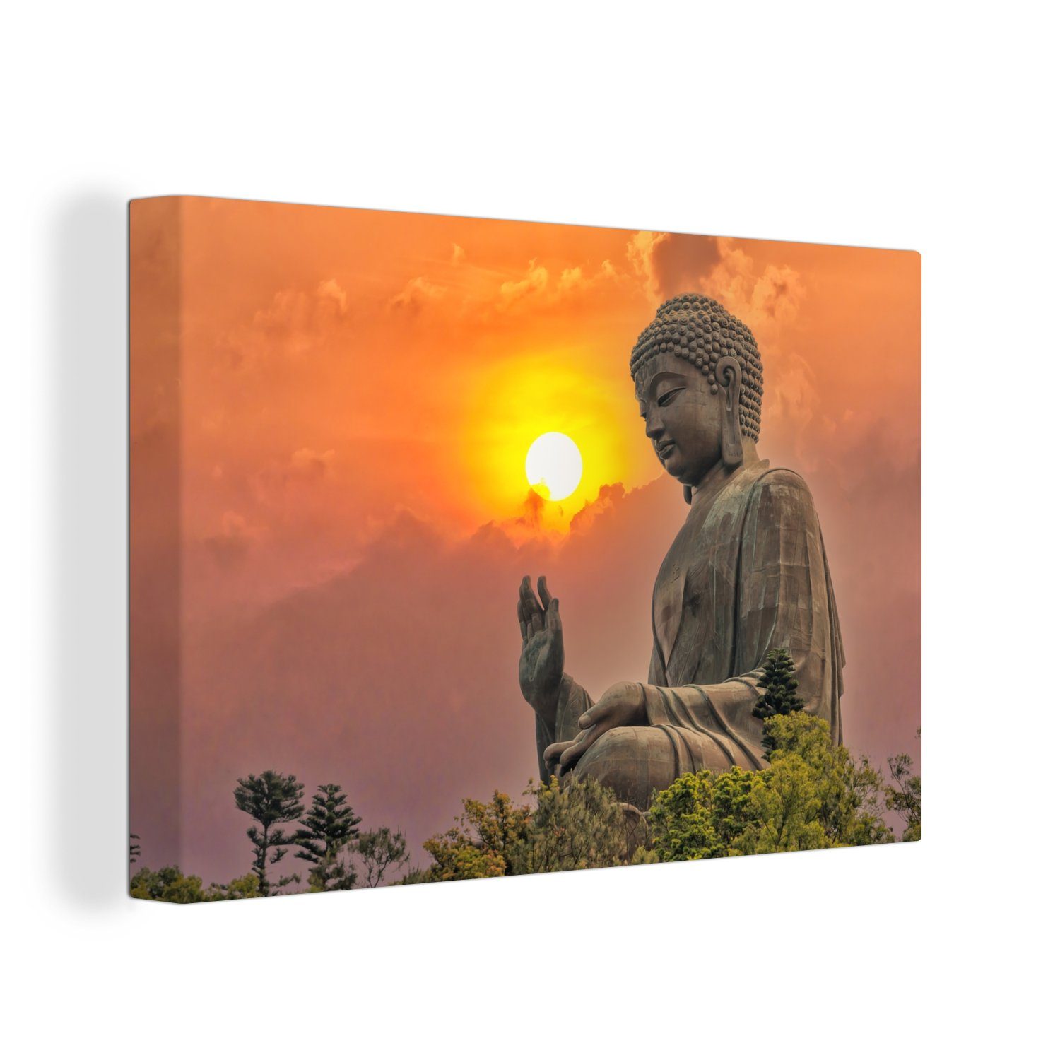Onemillioncanvasses® Leinwandbild Buddha Sonnenuntergang Buddha