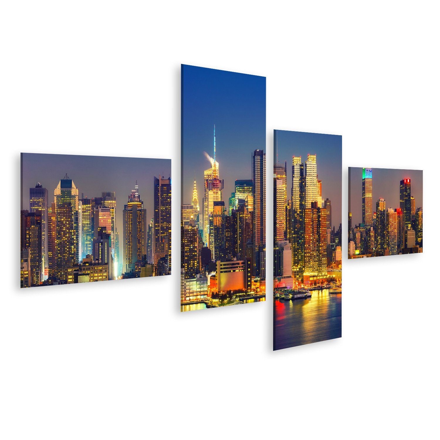 islandburner Leinwandbild Bild auf Leinwand Manhattan Sonnenuntergang Ansicht Nacht New York Usa