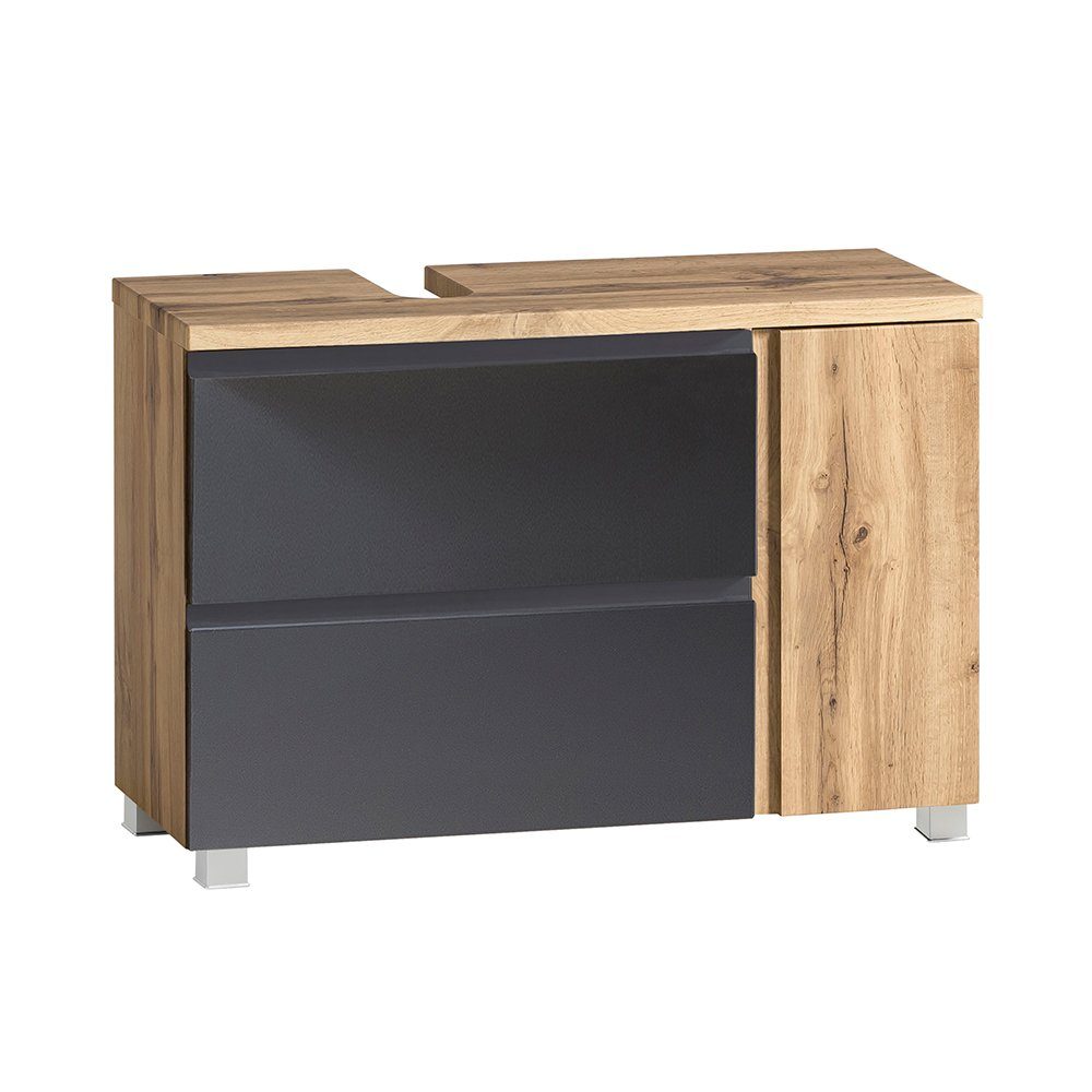 Lomadox Waschbeckenschrank Vasto 03 Grey Wotan Eiche Nb Mit Grau Matt
