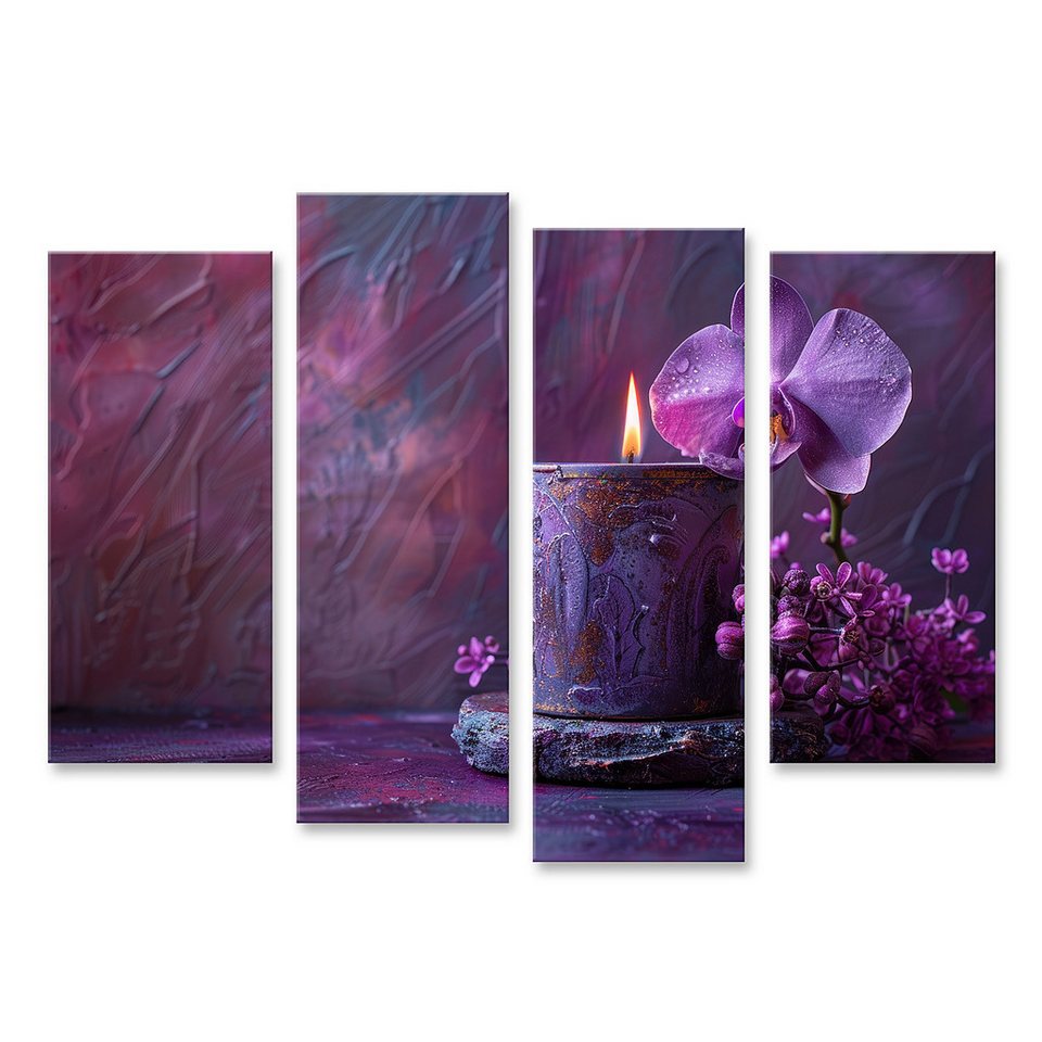 islandburner Leinwandbild Lila Kerze & Blume mit dunklen Schattierungen ... islandburner Leinwandbild Lila Kerze & Blume mit dunklen Schattierungen ...