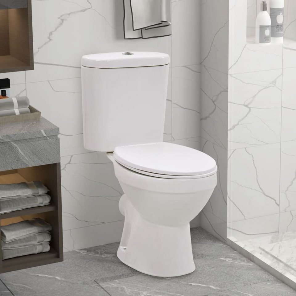 Vidaxl Tiefspül Wc Stand Wc Mit Spülkasten Und Soft Close Sitz Keramik Weiß