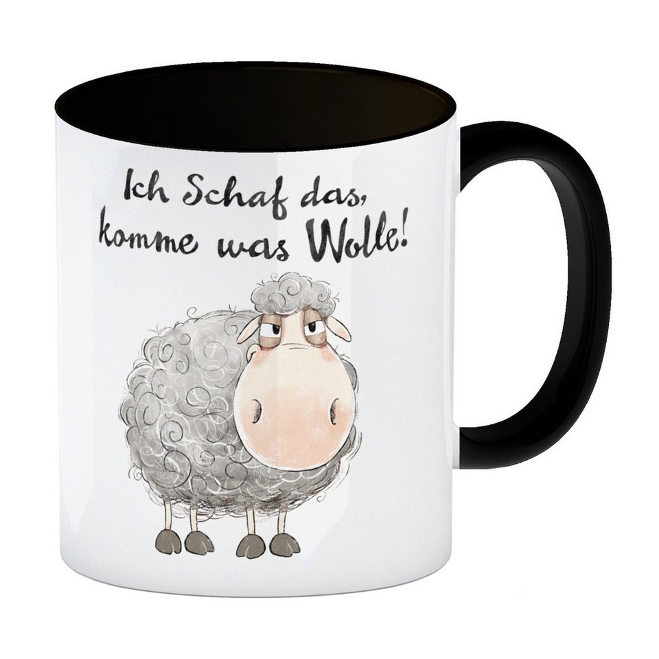 Speecheese Tasse Schaf Kaffeebecher In Schwarz Mit Spruch Ich Schaf Das