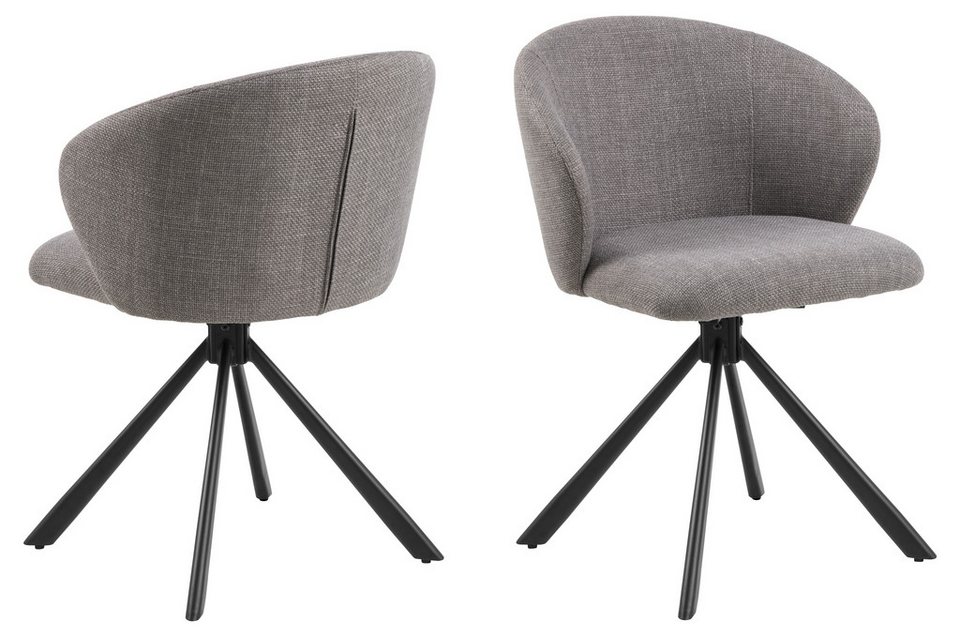 Actona Group Drehstuhl 2er Set In Graubraun Polyester Stahl