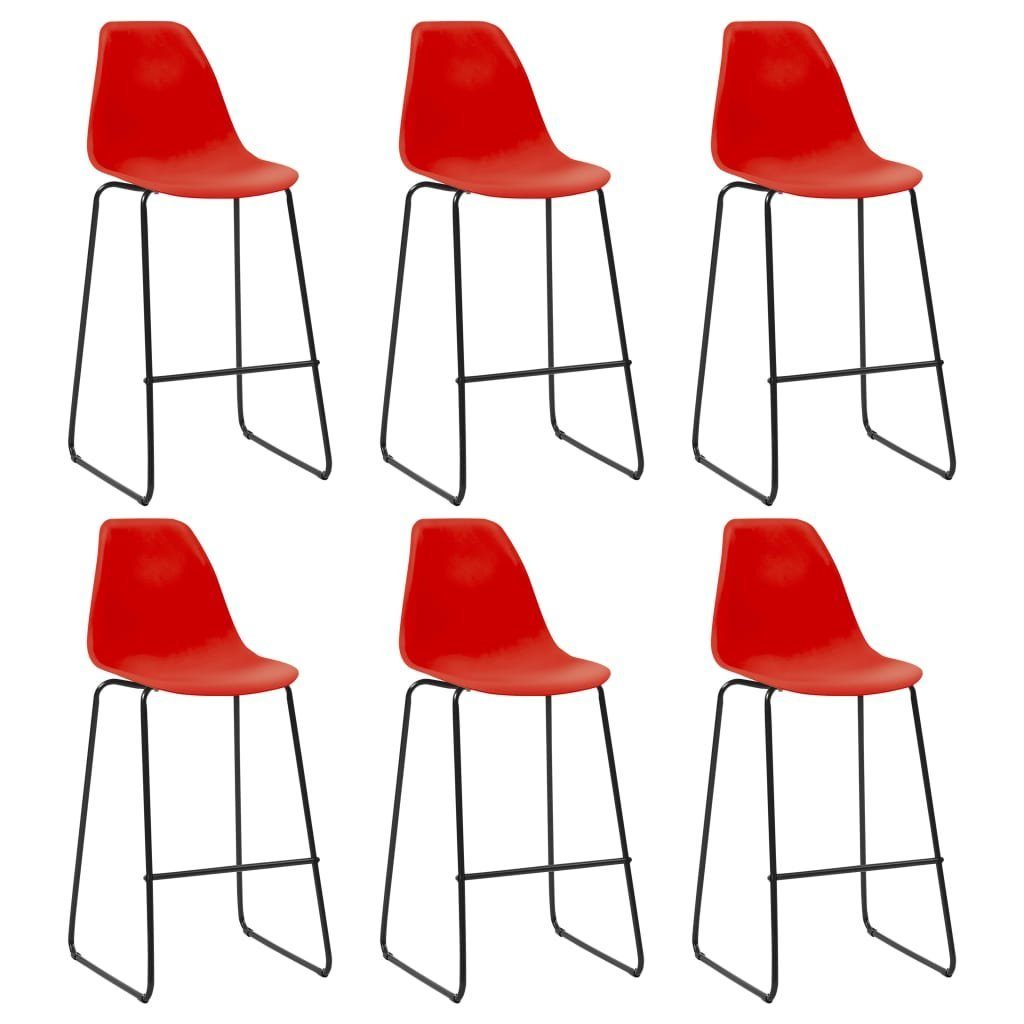 furnicato Barhocker 6 Stk. Rot Kunststoff