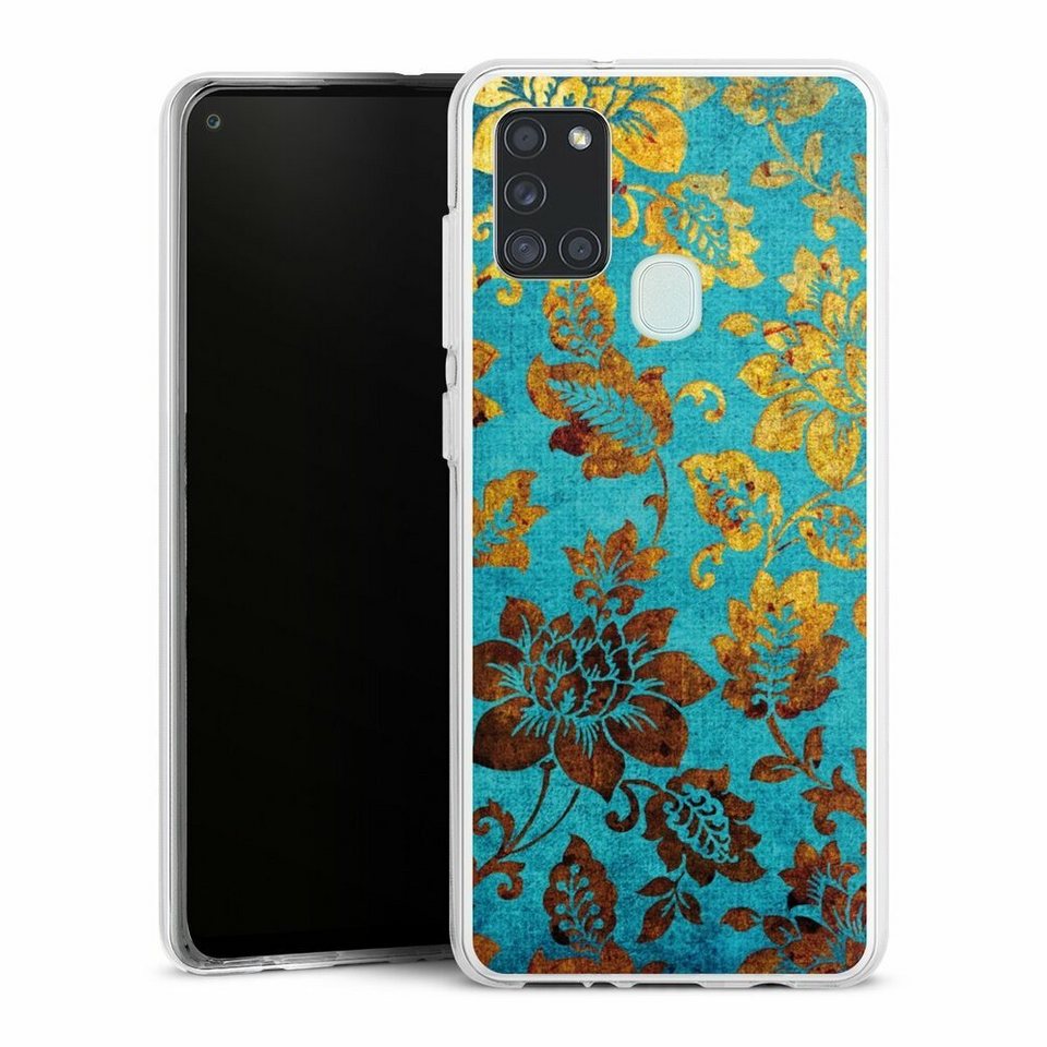 Deindesign Handyhülle Vintage Ornamente Blumen Blue Vintage Samsung