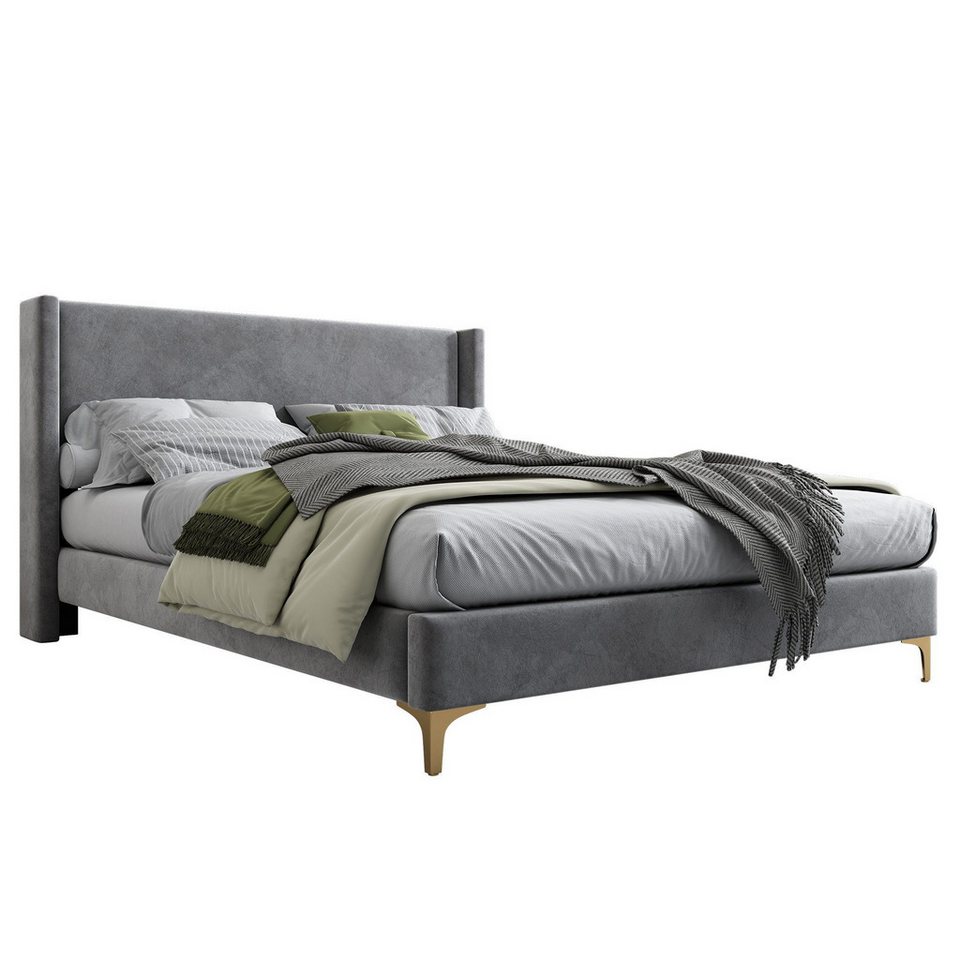 Rutaqian Polsterbett Doppelbett Bettgestell Bett Mit Lattenrost