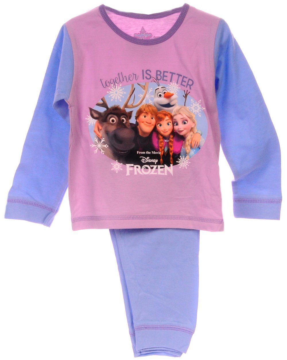 Pyjama Schlafanzug für Kinder Hose Langarmshirt in Lila mit Princessinnen und Rentier Aufdruck ...