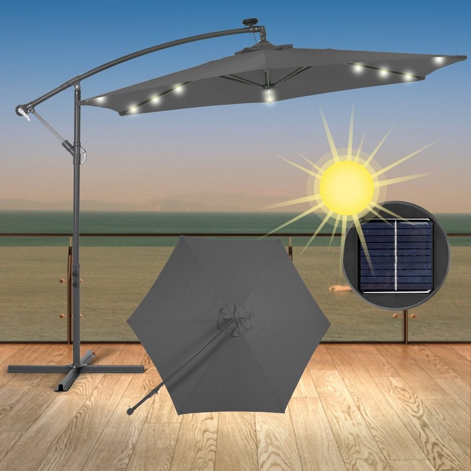 ECD Germany Sonnenschirm Sonnenschirm mit LED-Solar und Kurbel ... ECD Germany Sonnenschirm Sonnenschirm mit LED-Solar und Kurbel ...