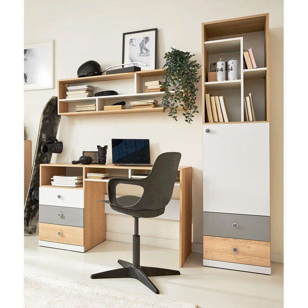 Lomadox Jugendzimmer Set Pineto 133 Sparset 3 Tlg Eiche Nb Weiß