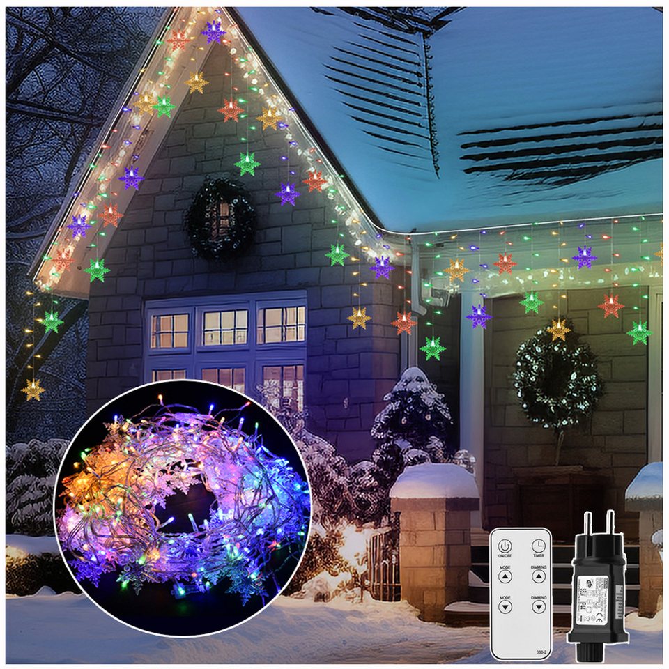 Xersek Lichterkette 12m Led Lichterketten Vorhang Weihnachts