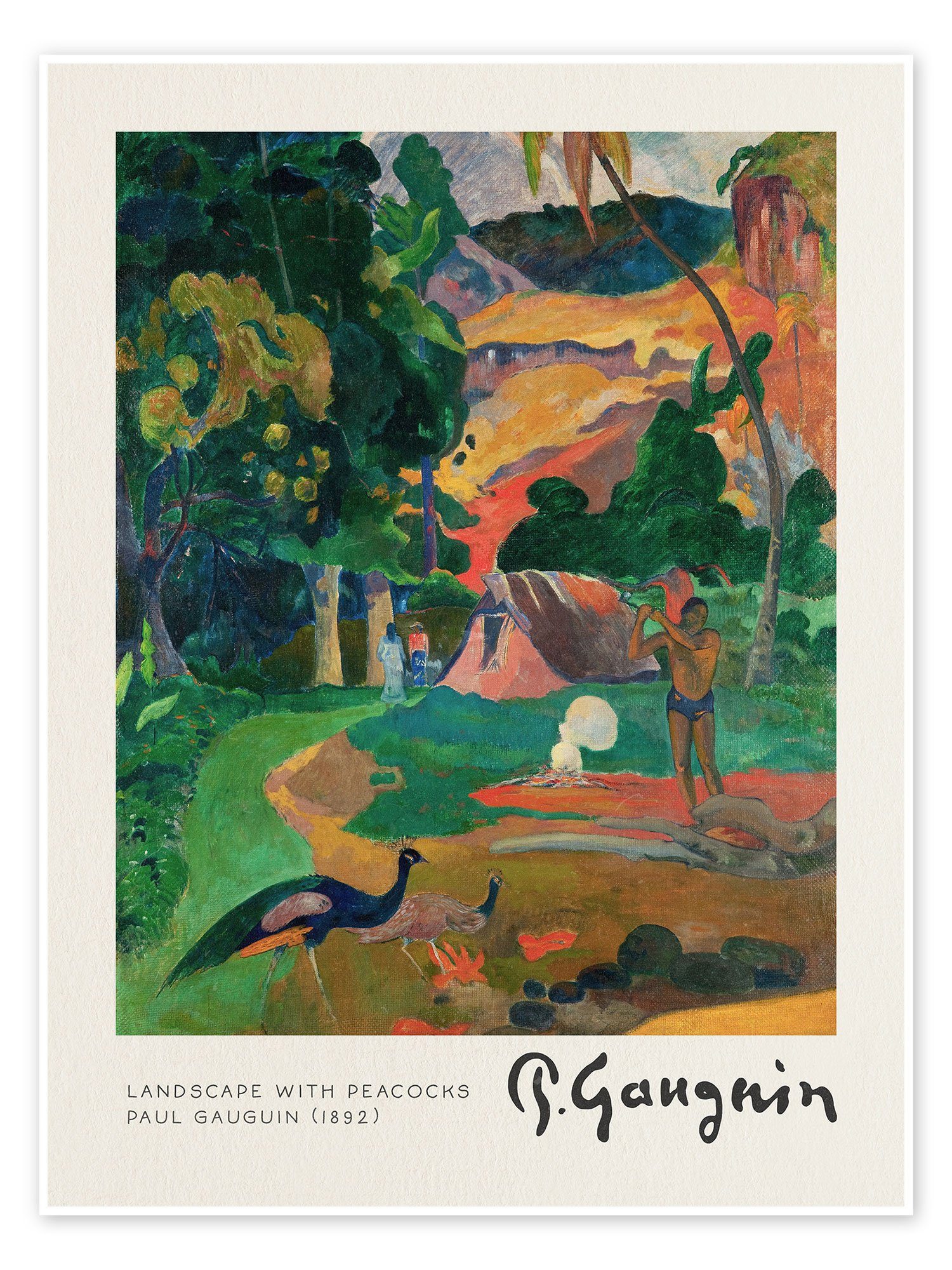 Posterlounge Poster Paul Gauguin Landscape With Peacocks Wohnzimmer