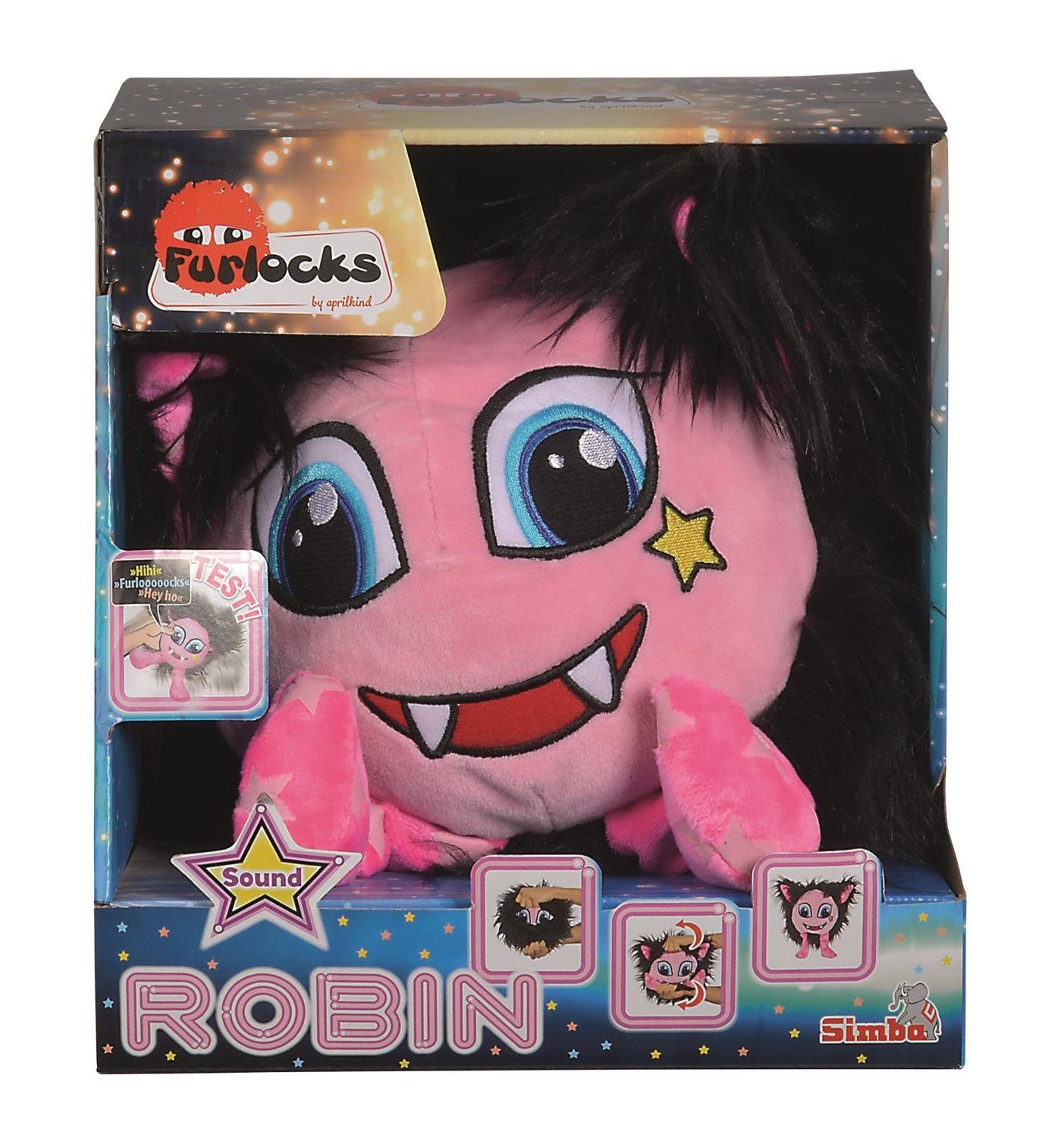 SIMBA Plüschfigur Simba 105951503 - Furlocks sprechender Robin (Schwarz)