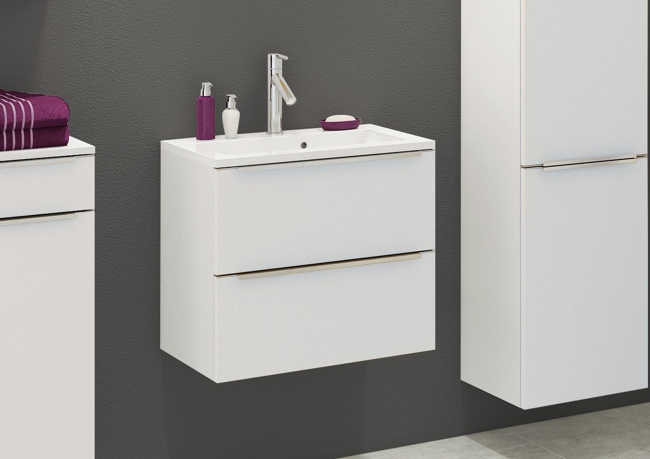 HELD MÖBEL Waschtisch-Set 60 x 56 x 39 cm (B/H/T), mit 2 Metallauszügen ...