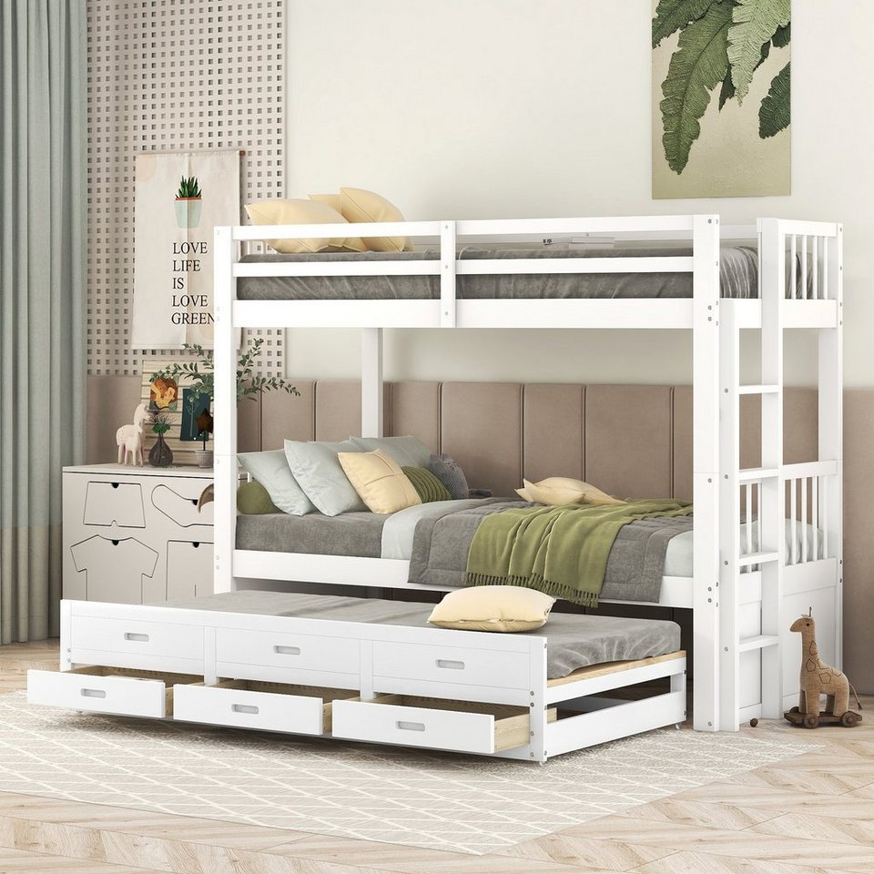 Softweary Etagenbett Mit 3 Schlafgelegenheiten Lattenrost Leiter Und