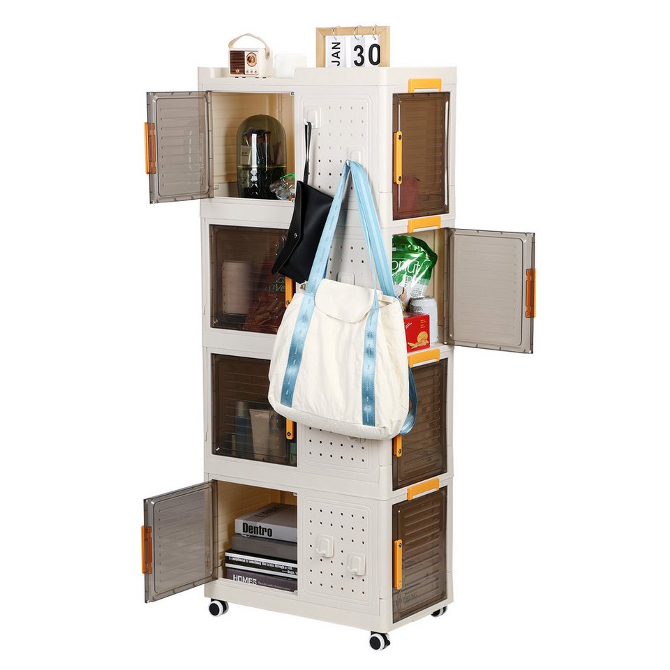 Rutaqian Aufbewahrungsbox Lagerschrank Faltbare Mit Deckel4 Ebenen