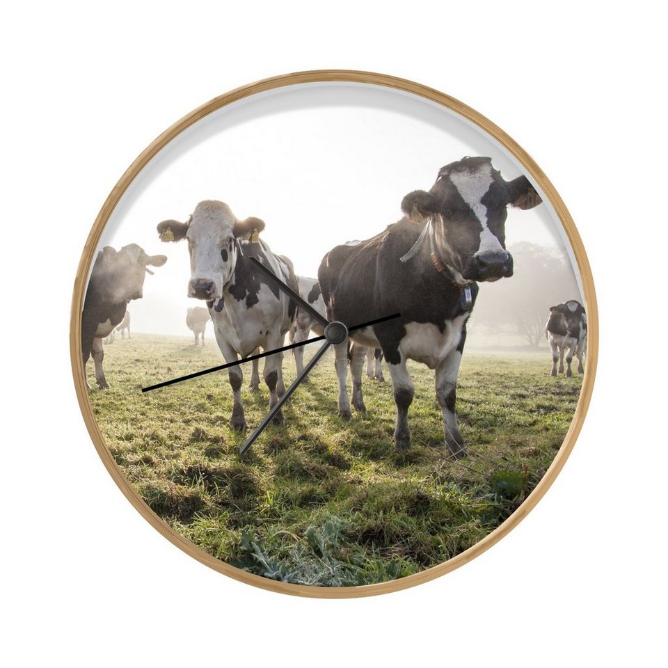 Muchowow Wanduhr Kühe Licht Gras Tiere Uhrwerk Wohnzimmer