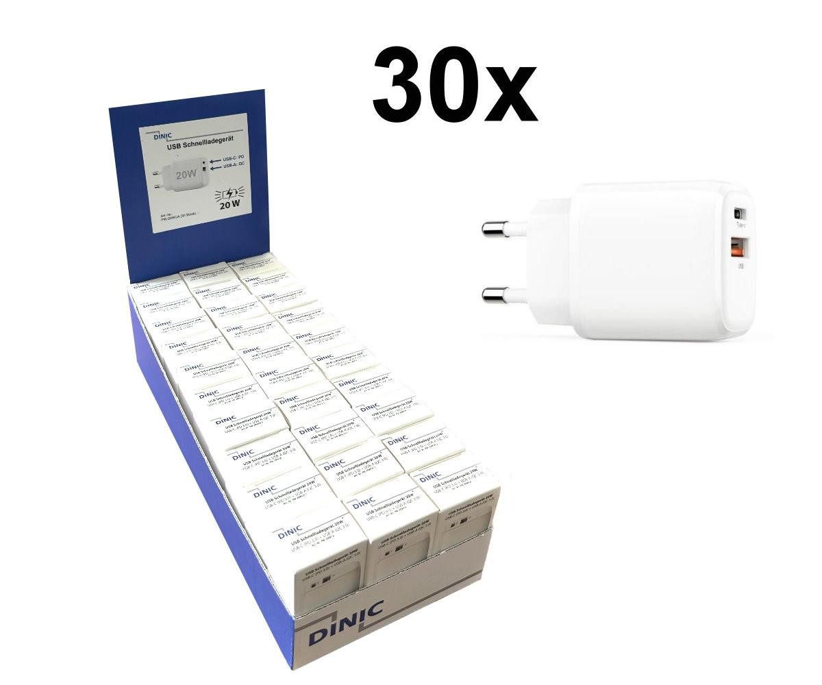 DINIC DINIC 30x PW-20WCA (USB C+A 20W Ladegerät) weiß im Thekendisplay USB-Ladegerät