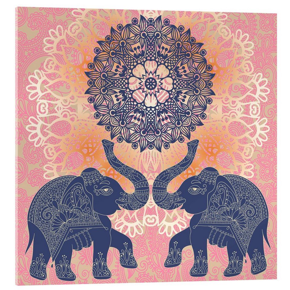 Posterlounge Acrylglasbild Editors Choice Elefantenliebe Illustration