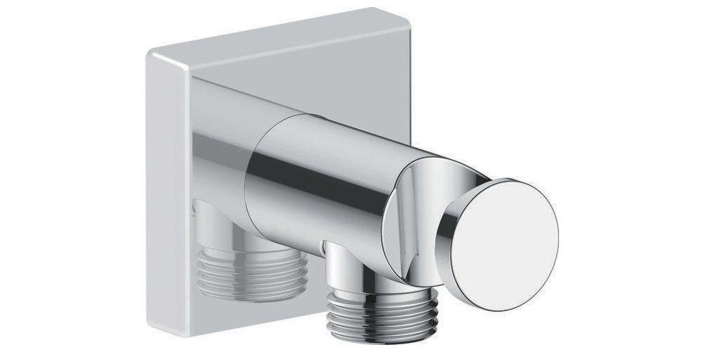 Duravit Brausehalter Wandanschlussbogen eckige Rosette, mit Brausehalter chrom chrom