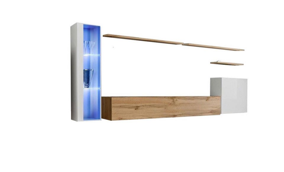 Jvmoebel Wohnzimmer Set Moderne Wohnwand Luxus Holz Wand Regale