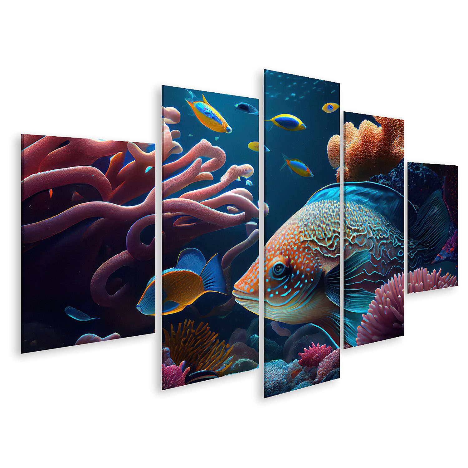 islandburner Leinwandbild Unterwasserwelt Korallen Fische Friedliche Szene Unterwasser Bilder