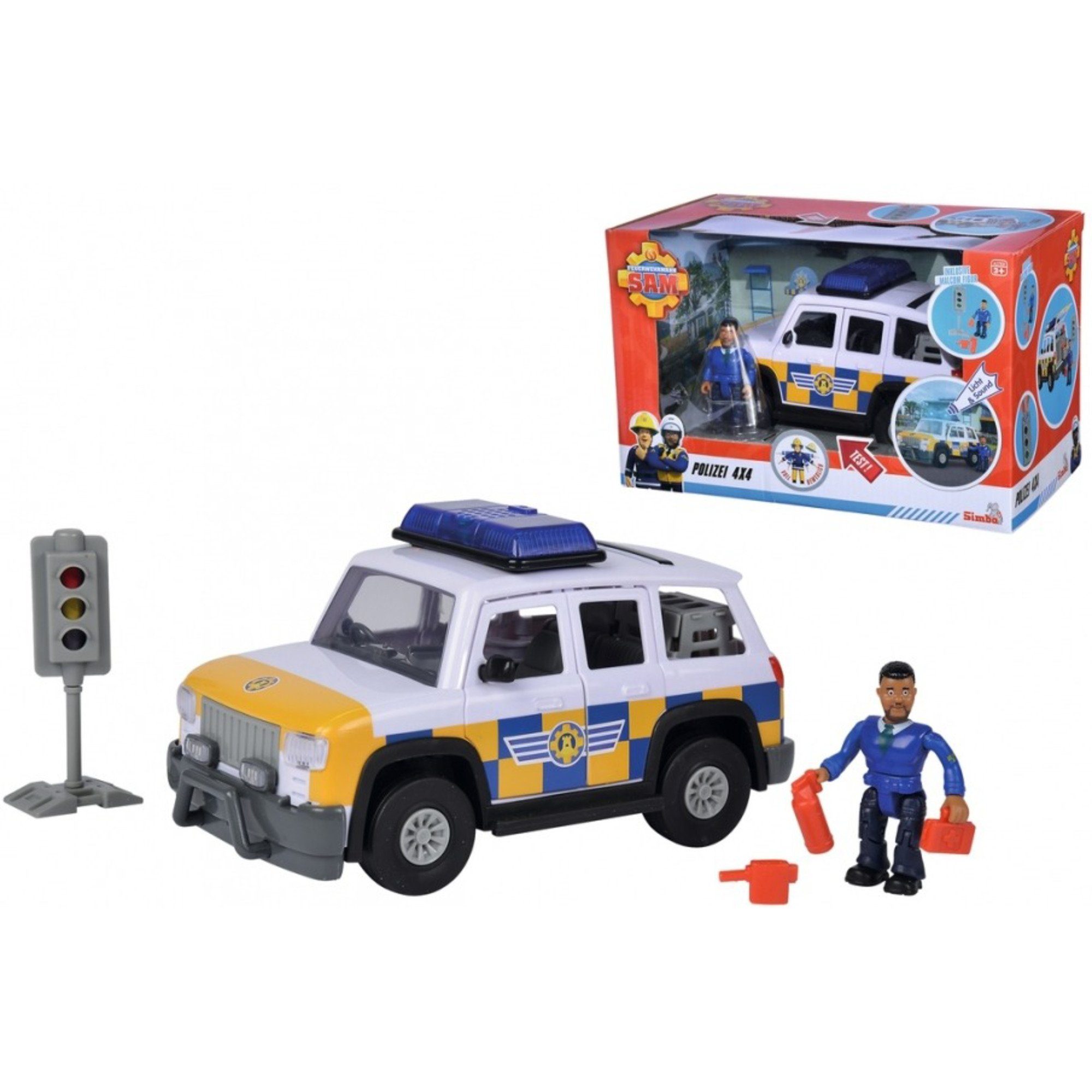 SIMBA Spielzeug-Auto Feuerwehrmann Sam Polizeiauto 4x4 mit Figur ...