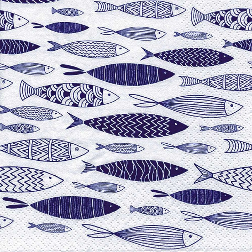 Linoows Papierserviette 20 Servietten Maritime Symbole Schwarm Blauer