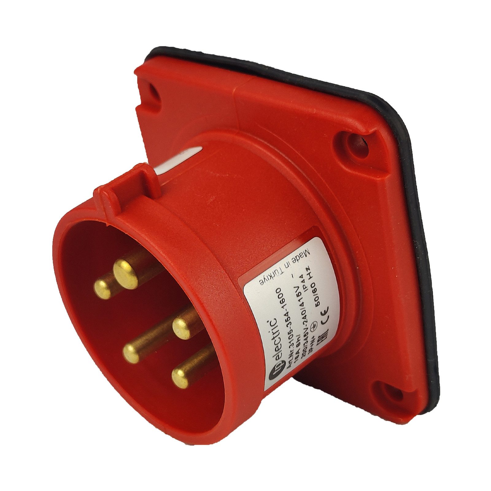 TP Electric Steckdose CEE Einbaustecker mit Phasenwender gerade 5P 16A 400V IP44 75x75, 1-St.