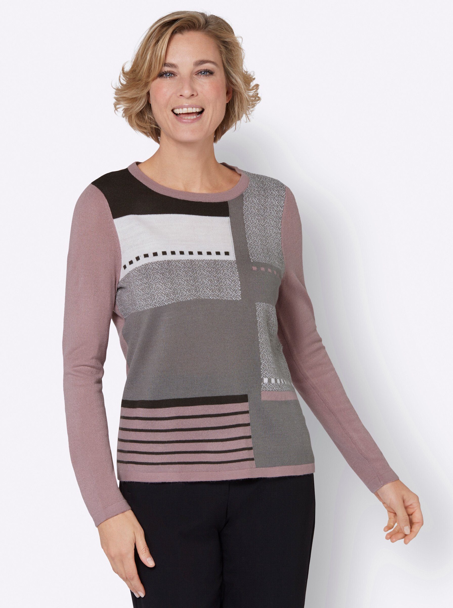 Sieh An Strickpullover Langarm Pullover Intarsien Muster