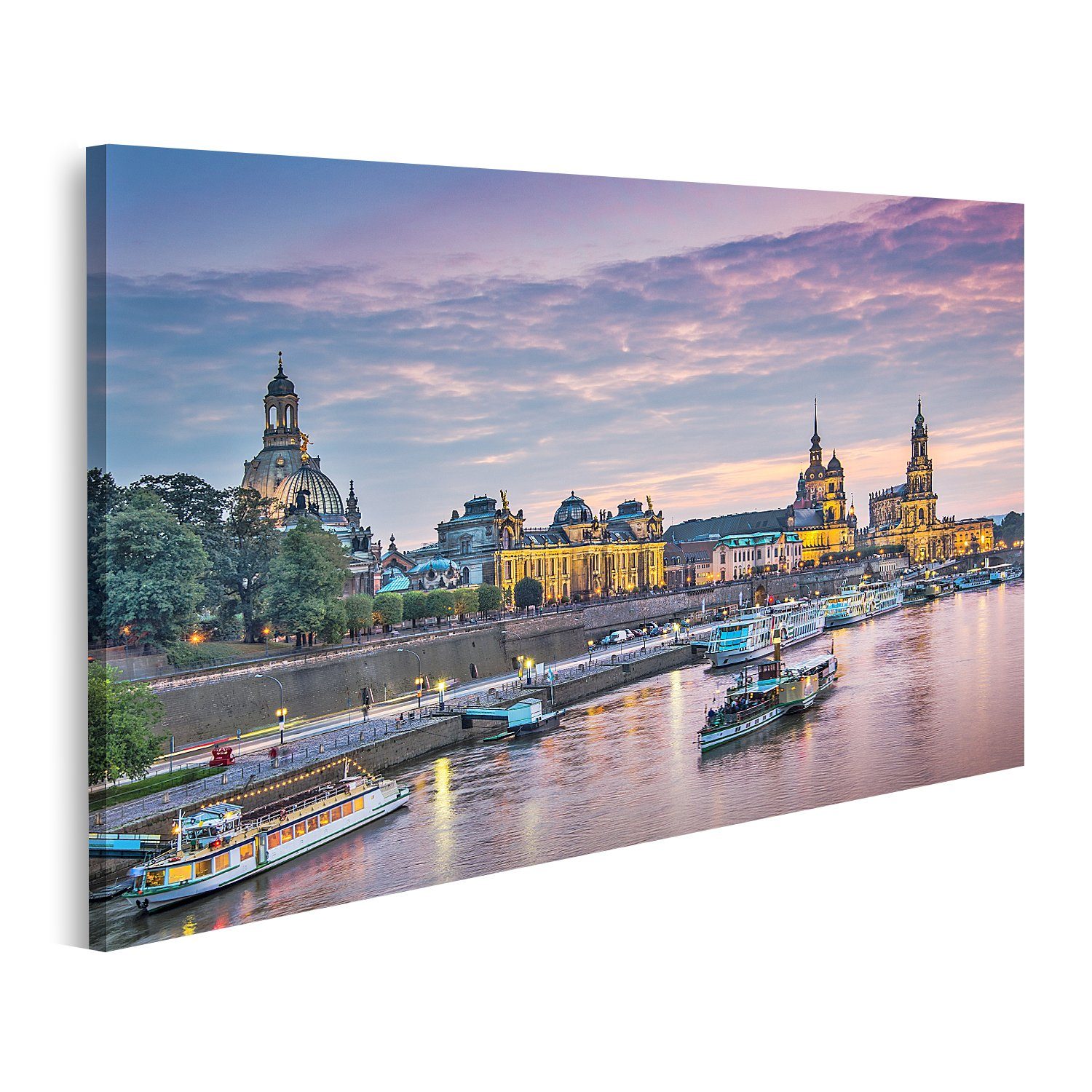 islandburner Leinwandbild Bild auf Leinwand Dresden Deutschland über Elbe Wandbild Poster Kunstd