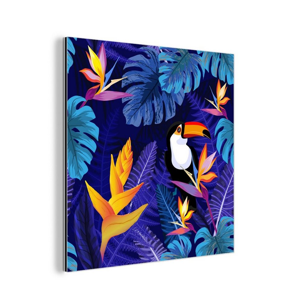Muchowow Metallbild Dschungel Tukan Blumen Pflanzen Kinder