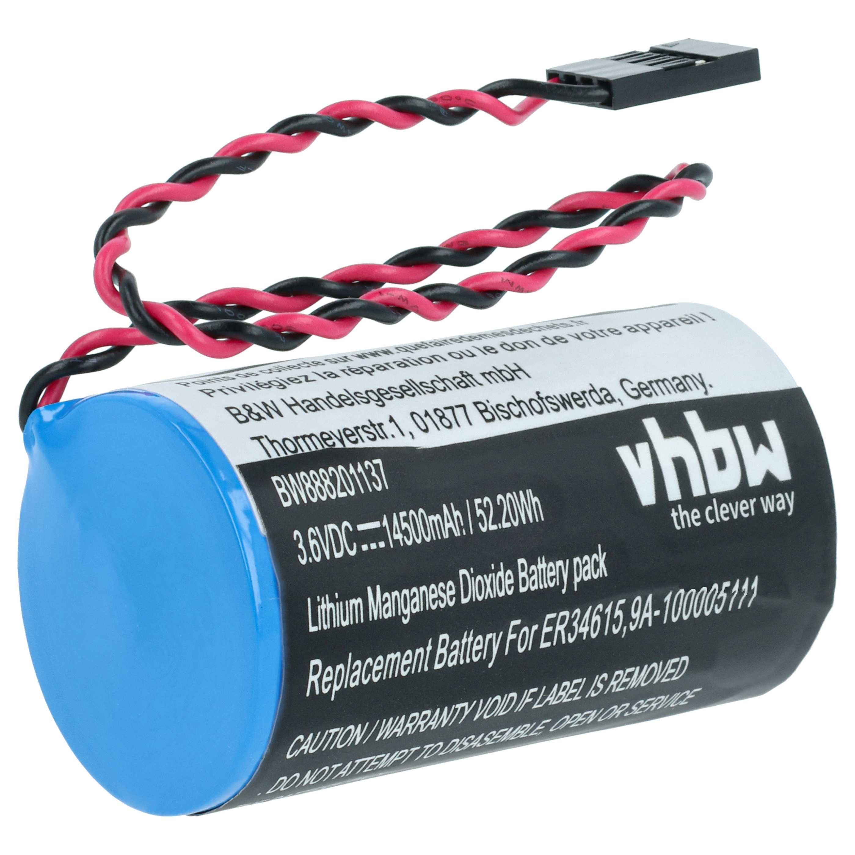 vhbw passend für Cameron Nuflo MC-III Plus Flow Analyzers, MC-II Plus, Akku Batterie Li-MnO2 ...