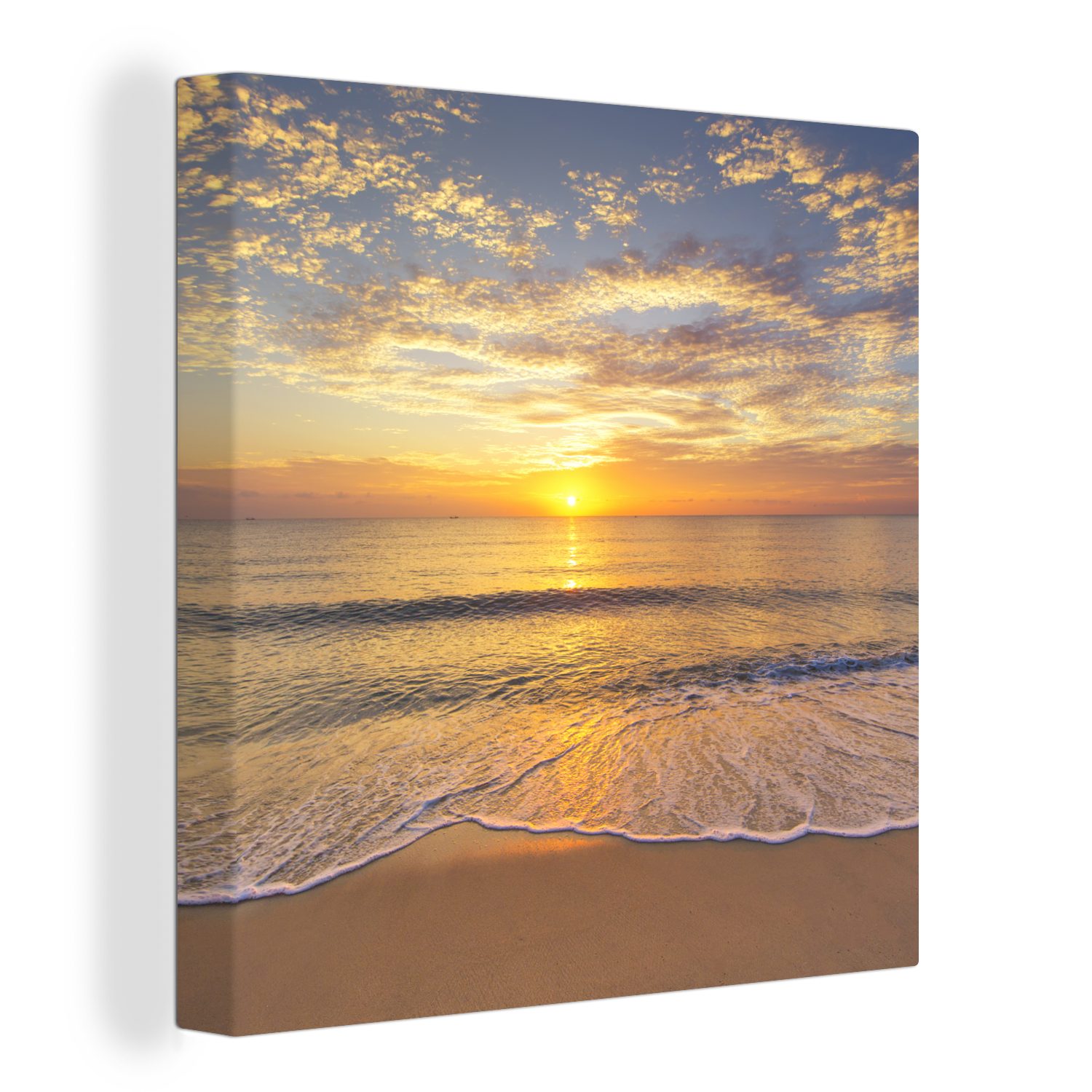 OneMillionCanvasses® Leinwandbild Strand - Sonnenuntergang - Meer, Fotodruck (1 St), Wandbild ...