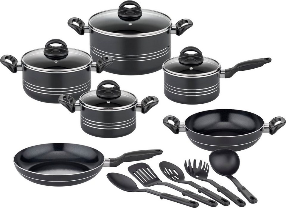 Gsw Topf Set Milano Nero Aluminium Set 15 Tlg Je 1 Kochtopf 1620