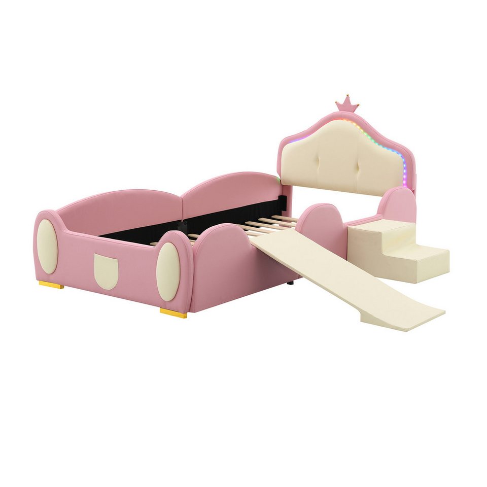 Rutaqian Daybett Crown Cartoon Bett Polsterbett Mit Kleiner Rutsche