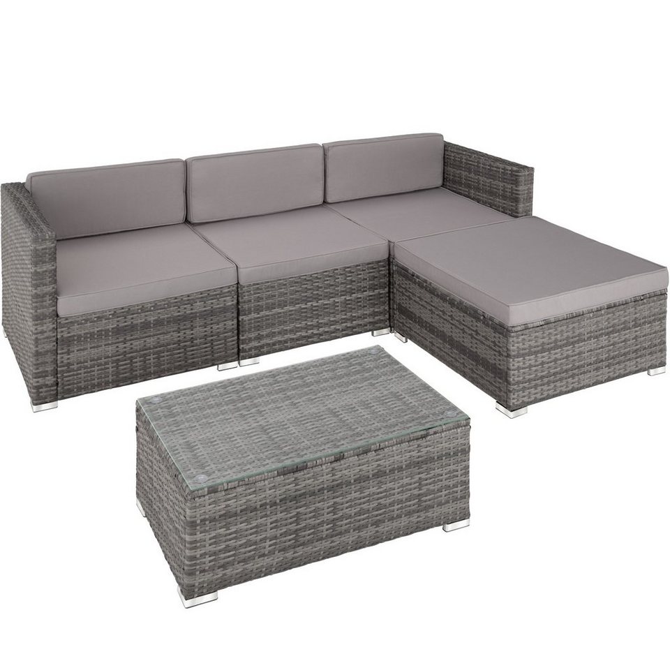 Tectake Loungeset Rattan Lounge Florenz 5 Tlg Polsterauflagen