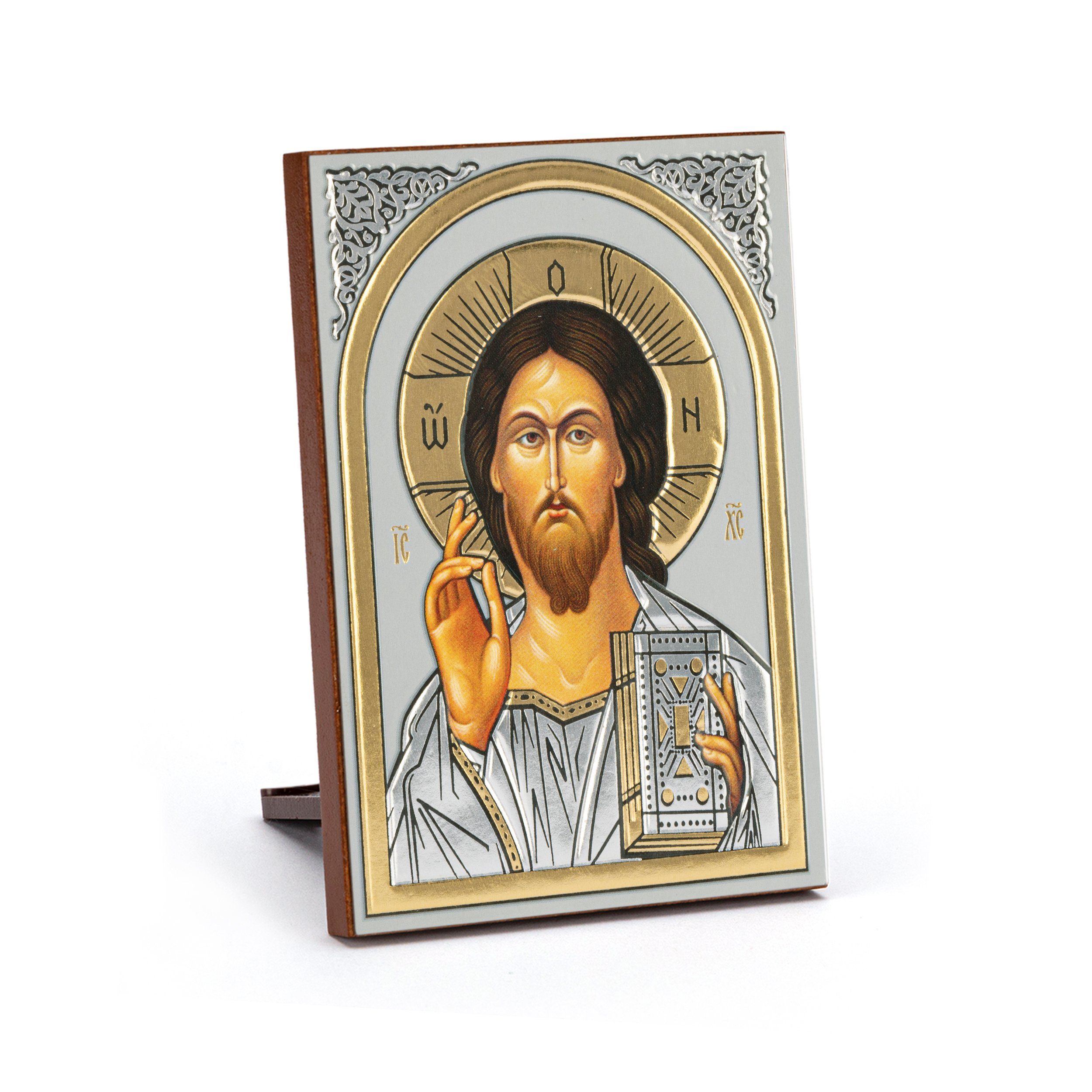 NKlaus Bild Ikone Jesus Christus Holz 6x8,5cm christlich 11085, Religion