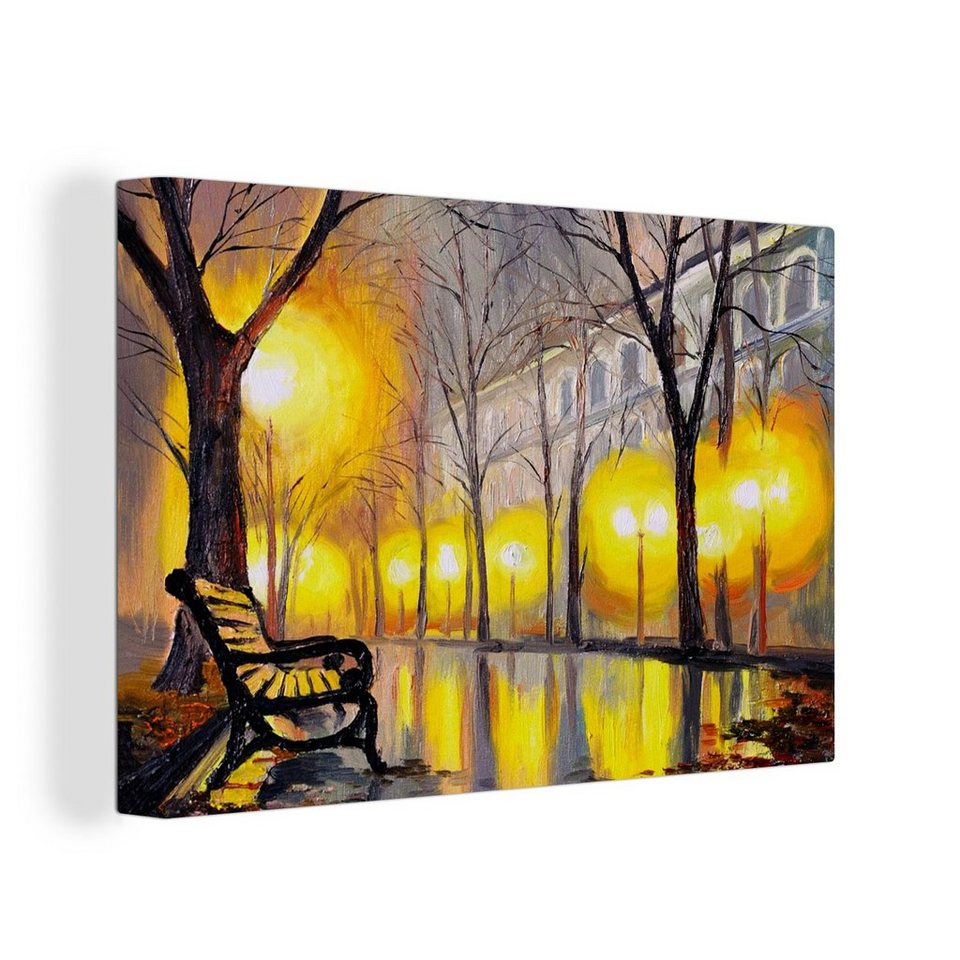 Onemillioncanvasses® Gemälde Malerei Bank Wasser Licht Öl 1