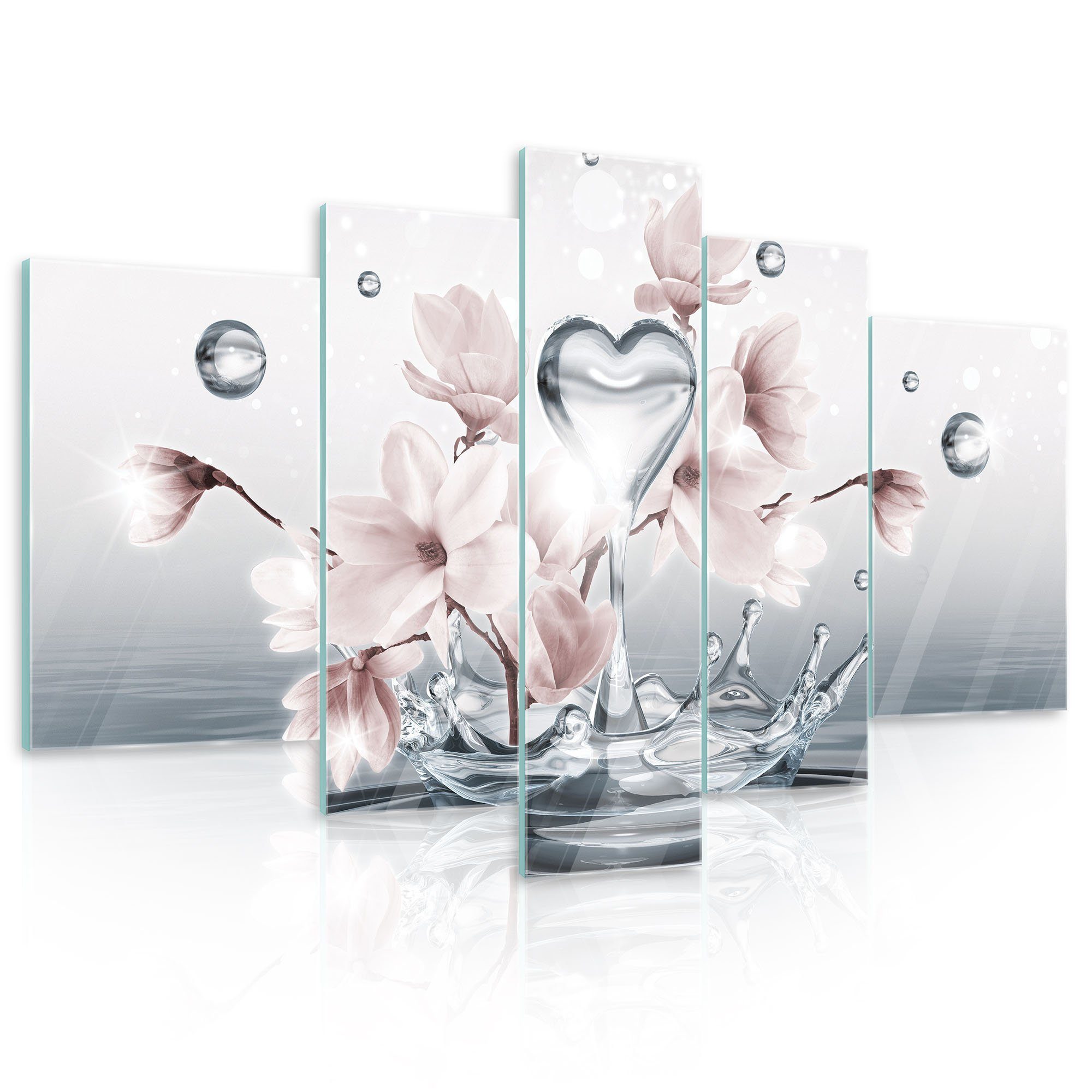 Wallarena Glasbild Blumen Abstrakt, Glasbilder Wohnzimmer, Bild Auf Glas Wandbilder, (Set 5 ...