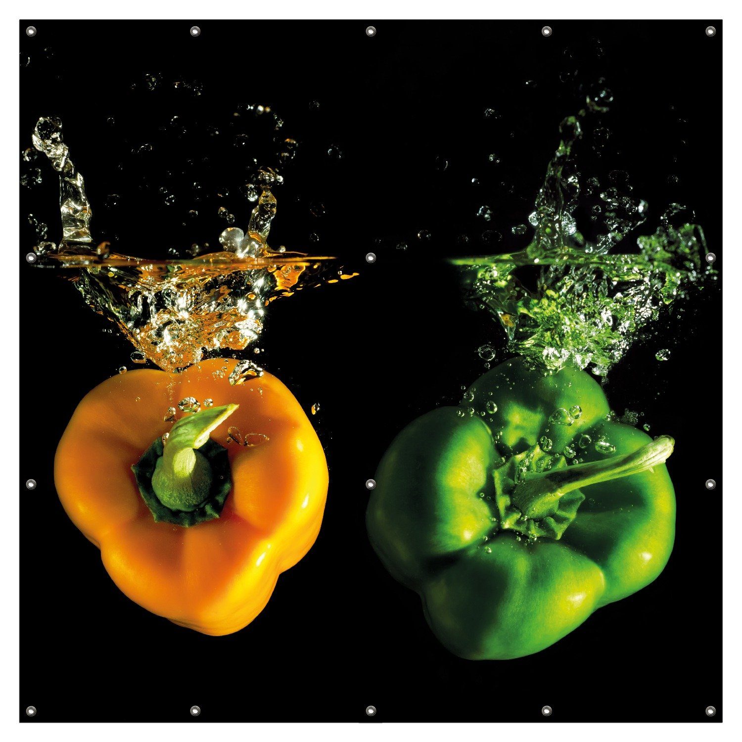 Wallario Sichtschutzzaunmatten Bunte Küche Paprika In Orange Und Grün