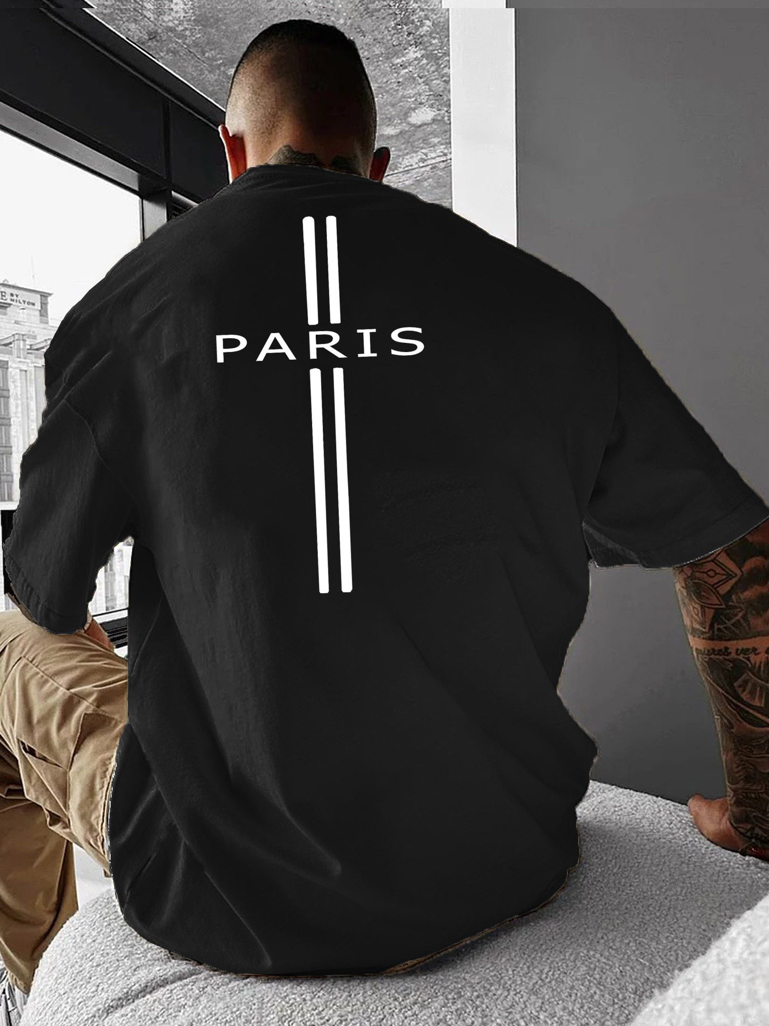 RMK T-Shirt Herren Shirt Rundhals Basic "PARIS France" aus Baumwolle